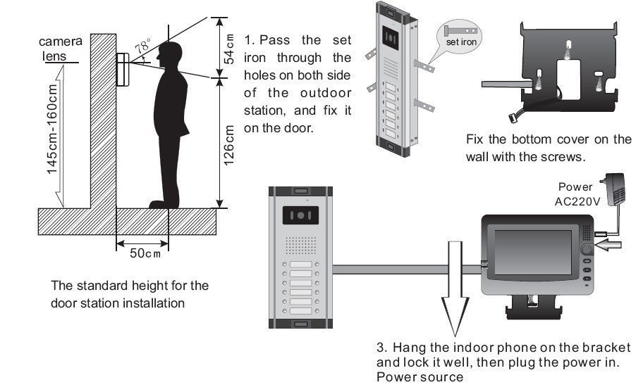 6 Unit Apartment Video Door Phone Intercom System 4.3 Visual Intercom ...